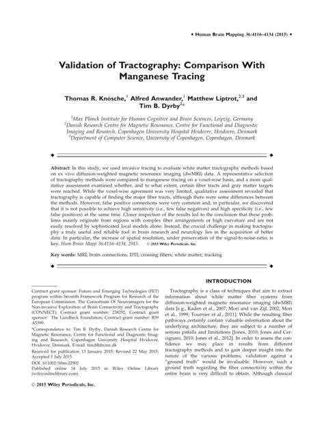 pdf validation of tractography comparison with manganese tracing
