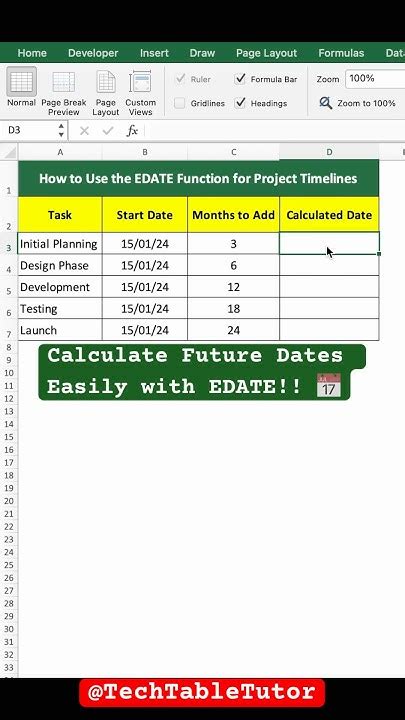 Best Excel Trick Calculate Future Dates With Edate Shortvideo Shortfeed Techtabletutor