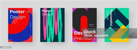 추상적인 기하학적 구성 그림이 있는 포스터 컬렉션입니다 0명에 대한 스톡 벡터 아트 및 기타 이미지 0명 3차원 형태 A4 용지 Istock