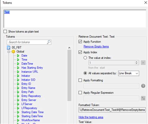 Token Function To Remove Blanks From Retrieved Text In Workflow