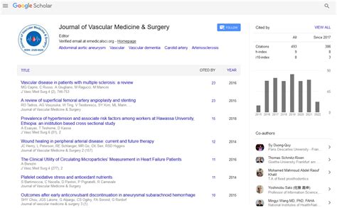 Journal Of Vascular Medicine And Surgery Open Access Journals