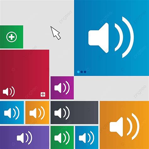 modern interface website buttons with cursor pointerspeaker volume and