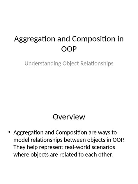 Aggregation And Composition Oop Pdf Object Computer Science Object Oriented Programming