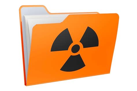 Premium Photo Computer Folder Icon With Radiation Symbol 3d Rendering