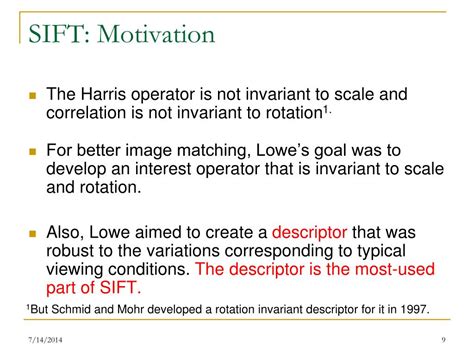 Ppt The Sift Scale Invariant Feature Transform Detector And