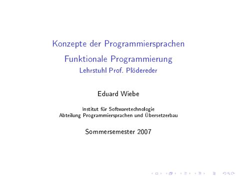 Konzepte Der Programmiersprachen Funktionale Programmierung