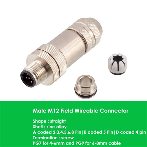 8 Pin M12 Connector Male Field Wireable Shine Industry