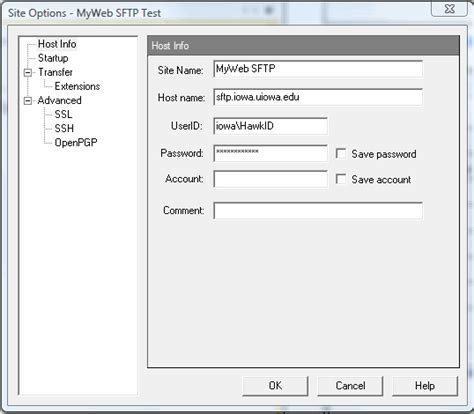 Using SFTP With MyWeb Information Technology Srevices At The University Of Iowa