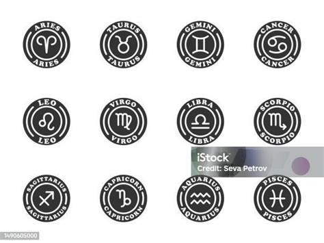 조디악 별자리 표지판이 설정되었습니다 벡터 그림입니다 게자리에 대한 스톡 벡터 아트 및 기타 이미지 게자리 궁수자리 로고 Istock