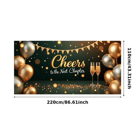 Decorative Design Retirement Banner Cheers Theme Golden Champagne