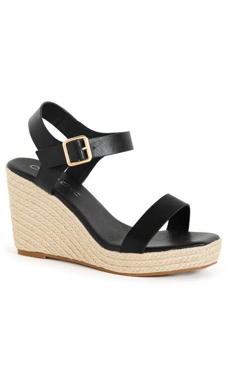 Womens Plus Size Wide Fit Black Sarah Wedge