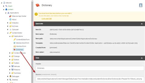 how to allow access to dictionary in sitecore content editor tray
