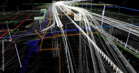 The Bim Model Of The Object Of Transport Infrastructure Of Wireframe