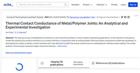 Thermal Contact Conductance Of Metalpolymer Joints An Analytical And