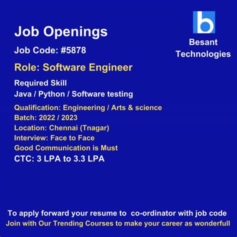 java python softwaretesting softwareengineer jobvacancy jobs