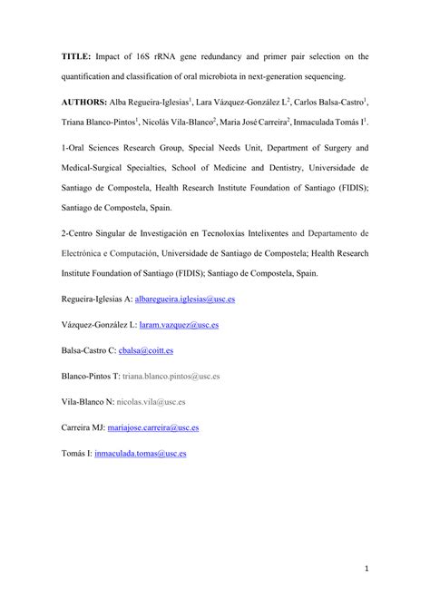 Pdf Impact Of 16s Rrna Gene Redundancy And Primer Pair Selection On The Quantification And