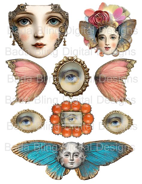 Altered Art Assemblage Clip Art Sheet 6 Original Art Mixed Media