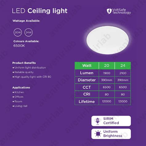 [sirim] Ecolink Indoor Surface Round Ceiling Light Downlight 20w 24w
