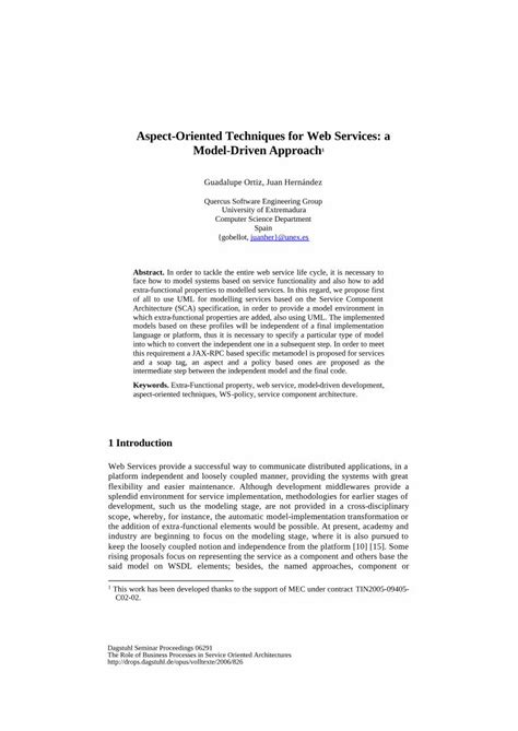 pdf aspect oriented techniques for web services a model driven