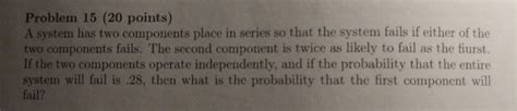 Solved Problem Points A System Has Two Components Chegg