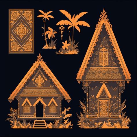 Indonesian Traditional House Patterns With Regional Architecture Premium Ai Generated Vector