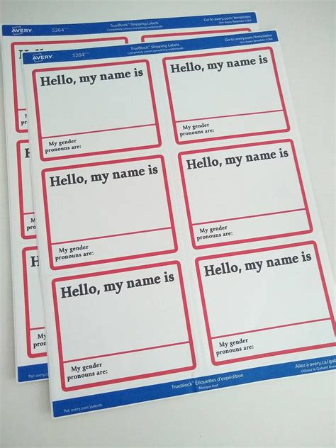 Pronoun Name Tag Stickers Printable Template Download X Etsy