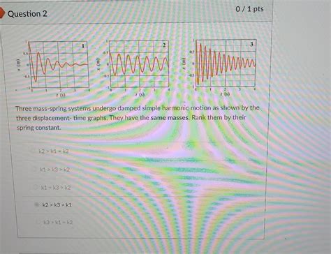 [solved] Question 2 0 1 Pts Three Mass Spring Systems