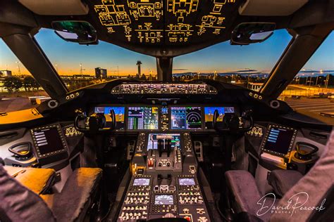 Boeing 787 Cockpit At Night