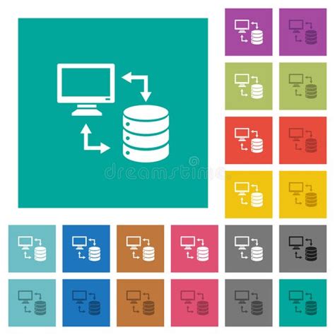 Syncronize Data With Database Square Flat Multi Colored Icons Stock Vector Illustration Of