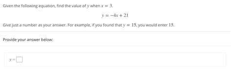Solved Given The Following Equation Find The Value Of Y Chegg