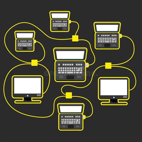 Abstract Scheme Of Modern Computer Network Stock Vector Illustration Of Community Keyboard