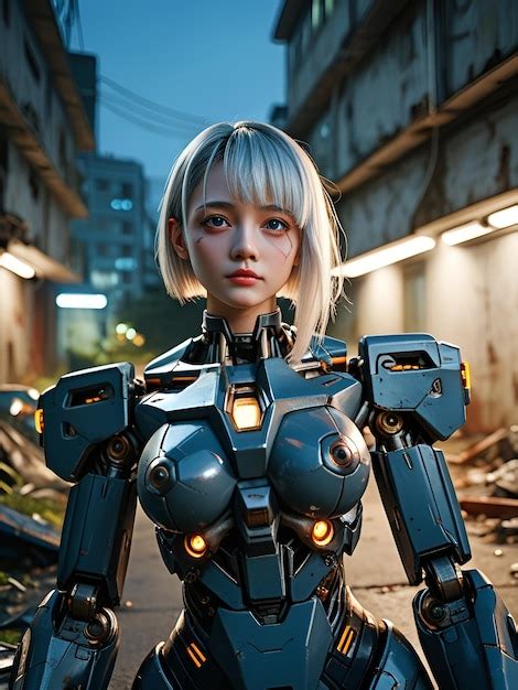 A Blonde Woman In A Robot Figure Premium Ai Generated Image
