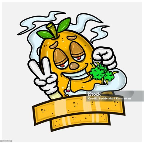 망고 과일 마스코트 만화 캐릭터는 잡초 꽃봉오리 흡연 및 빈 표지판 라벨이 있습니다 건강관리와 의술에 대한 스톡 벡터 아트 및 기타 이미지 건강관리와 의술 건강한