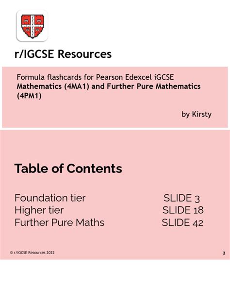 Igcse Resources Edexcel Igcse Mathematics Formula Flashcards V1