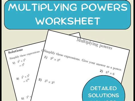 Multiplying Powers Worksheet With Solutions Teaching Resources