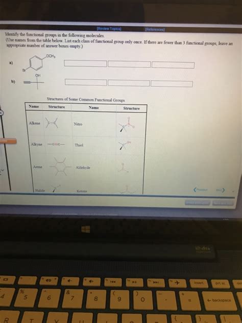 Solved Identify The Functional Groups In The Following