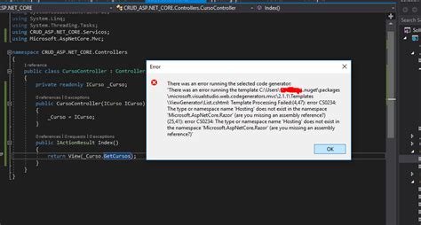C Aspnet Core Create A View Get Error Stack Overflow