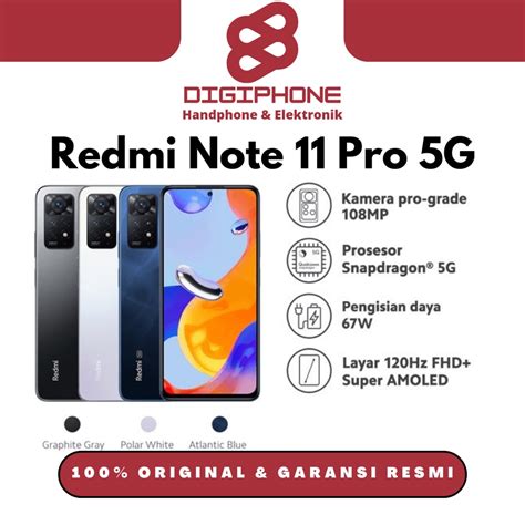 Jual Xiaomi Redmi Note 11 Pro 5G 8GB 128GB Snapdragon 695 108MP AI Quad Kamera Layar AMOLED