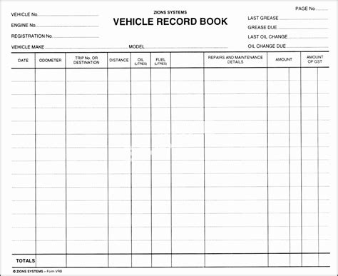 Fuel Logbook Template