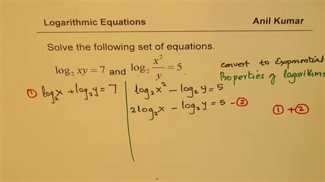 How To Solve Simultaneous Equations In Logarithms Edexcel Gcse