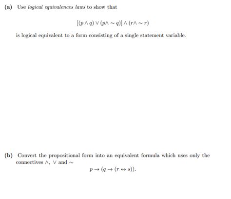 Solved A Use Logical Equivalences Laws To Show That [ P ∧
