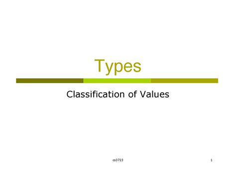 Notes On Classification Of Values Programming Languages Cs 3723
