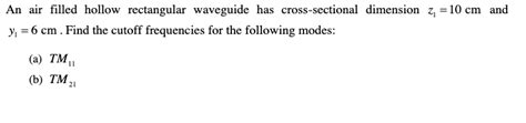 Solved An Air Filled Hollow Rectangular Waveguide Has Chegg