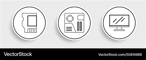 set line computer monitor screen sd card vector image