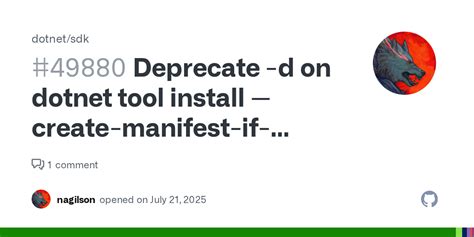 Deprecate D On Dotnet Tool Install Create Manifest If Needed · Issue