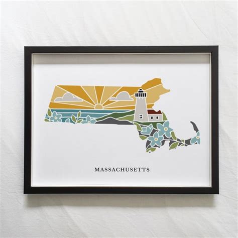 Massachusetts Poster Etsy