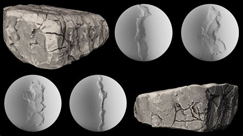 Artstation 230 Stone Cracks Alpha Kit Big Bundle 2k Tiff 16bit