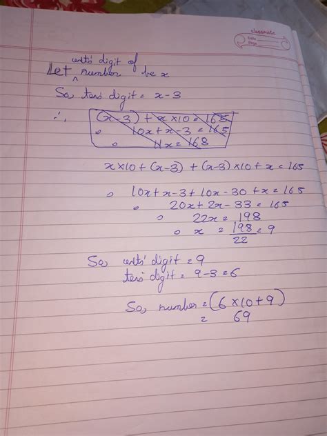 A Sum Of Two Digit Number And The Number Obtained On Reversing The Digits Is 165 If The Digits