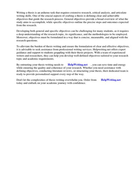 Sample Of General And Specific Objectives In Thesis Pdf Methodology Thesis