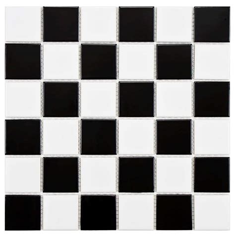 Merola Tile Boreal Quad Checker Black White 11 7 8 In X 11 7 8 In X 6